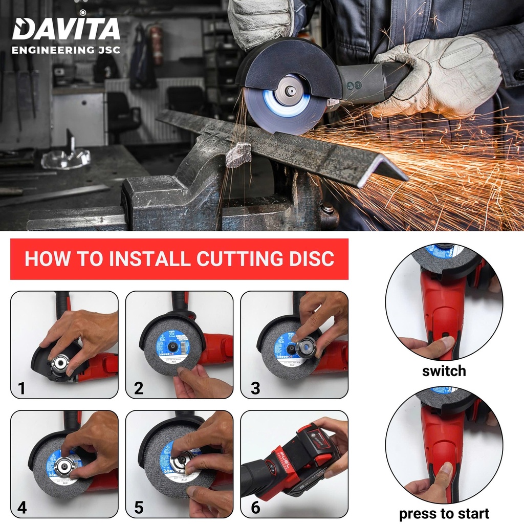 Pferd Cutting disc 5 inch, size 125x1x22.23mm, PSF STEELOX, code 350281 | Davita.vn